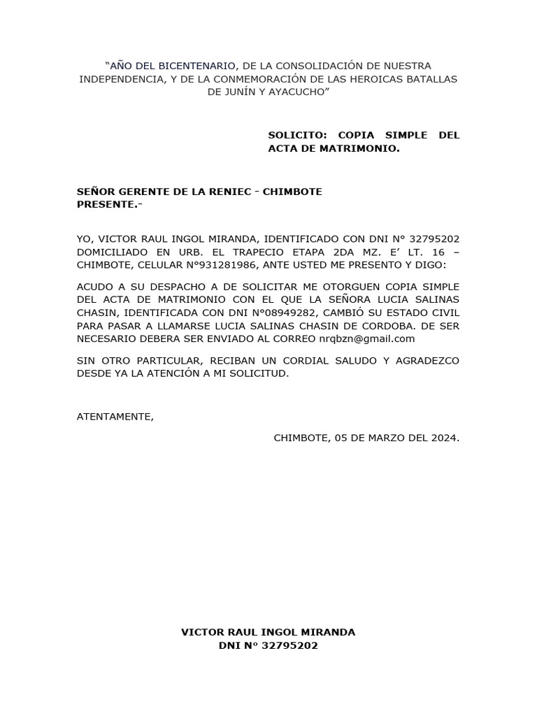 Solicitud Ingol | PDF