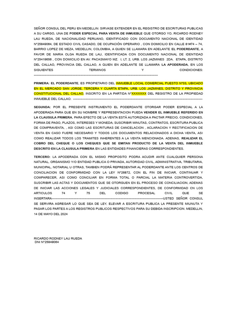 Poder - Lau Rueda | PDF | Documento de identidad