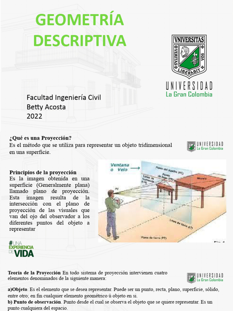 Fundamentos de Proyección Geométrica | PDF | Perspectiva (Gráfica ...