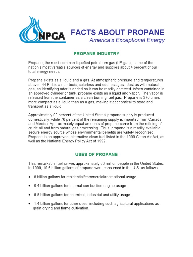 Facts About Propane | PDF | Propane | Natural Gas