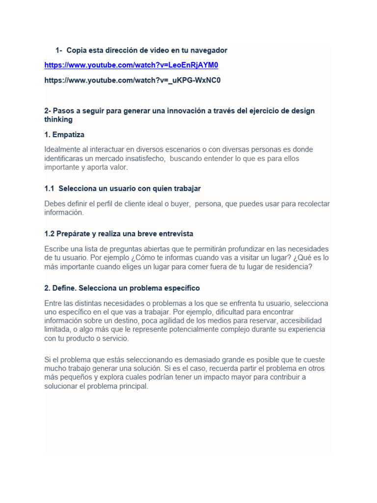 Ejercicio de Design Thinking | Descargar gratis PDF | Comunicación humana