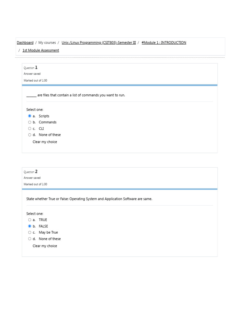 Unix/Linux Programming Quiz Questions | PDF | Operating System | Unix