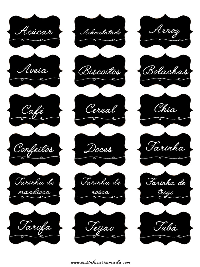 Etiquetas de Mantimentos para Download Casinha Arrumada | PDF