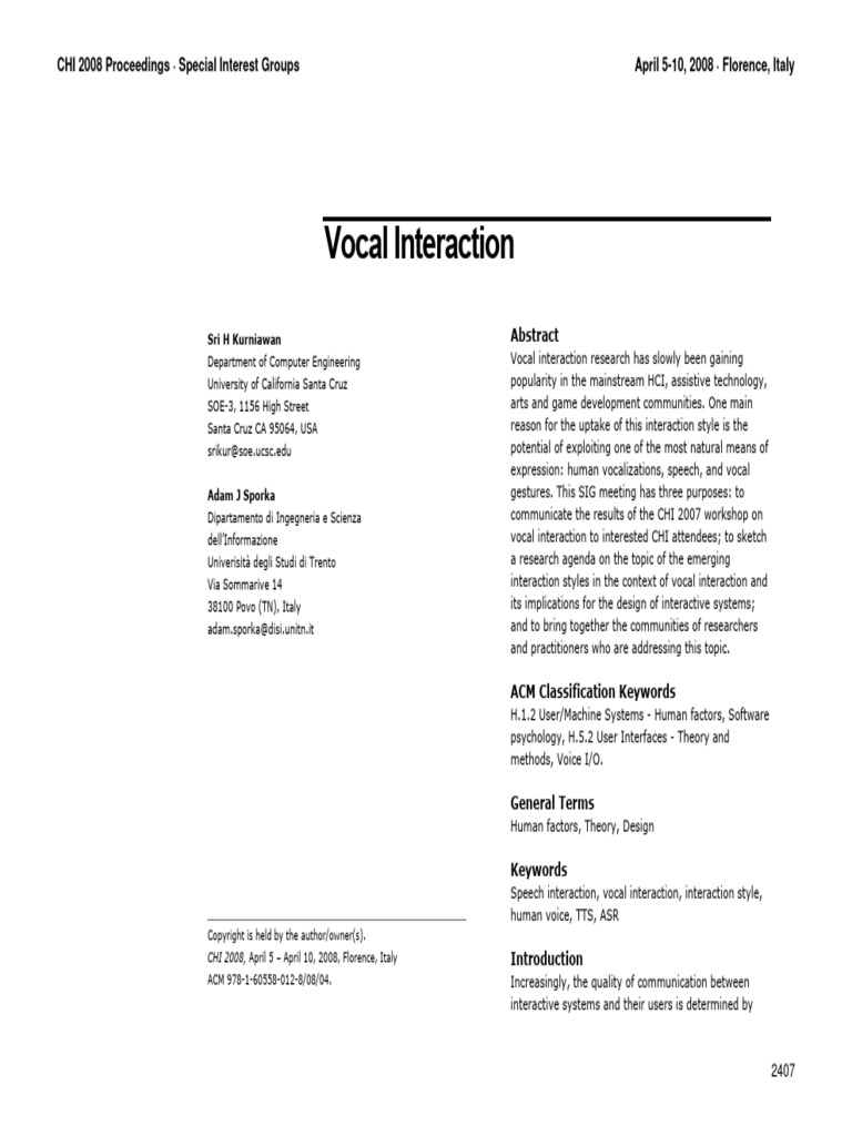 Vocal Interaction | Download Free PDF | Human–Computer Interaction | Design