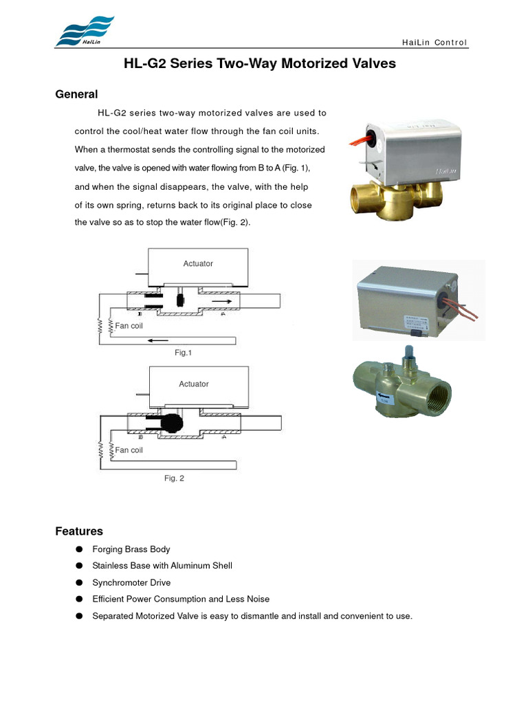 HL-G2 Two-Way Motorized Valves Overview | PDF | Valve | Thermostat