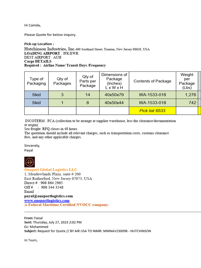 Hi - Faisal Ex Freight | PDF | Cargo | Transport
