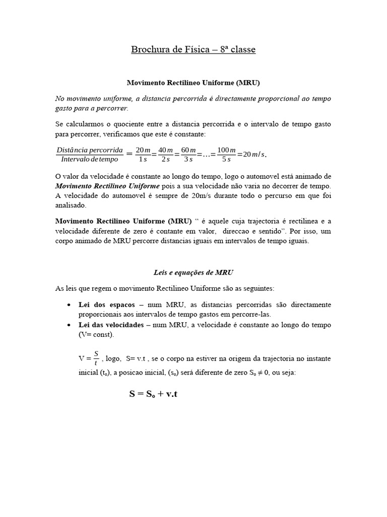 Brochura de Física-8a Classe | PDF | Ciências e Matemática