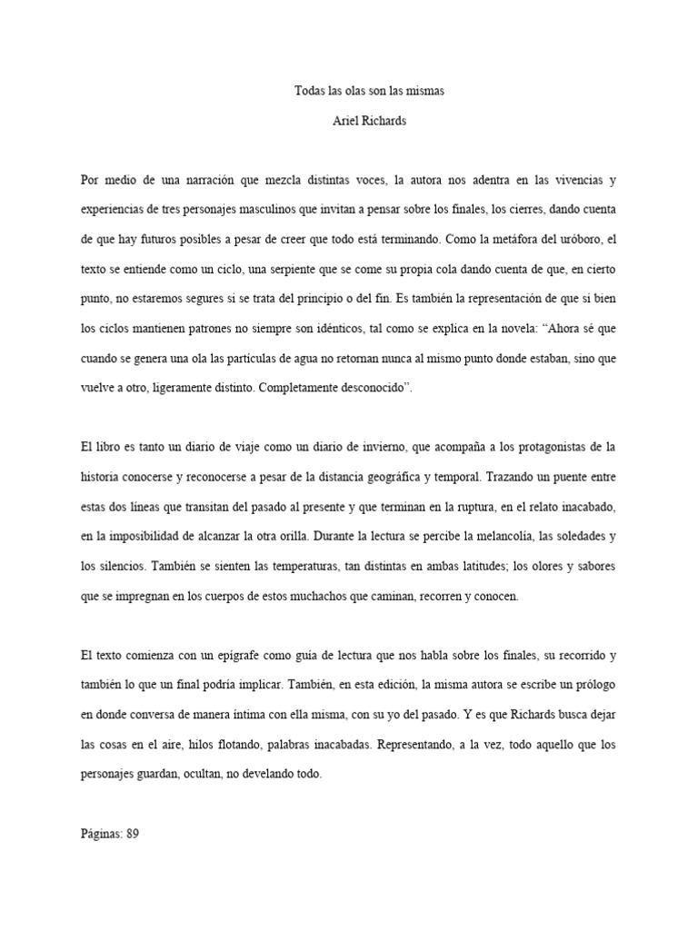 Ariel RIchards - Todas Las Olas Son Las Mismas | PDF