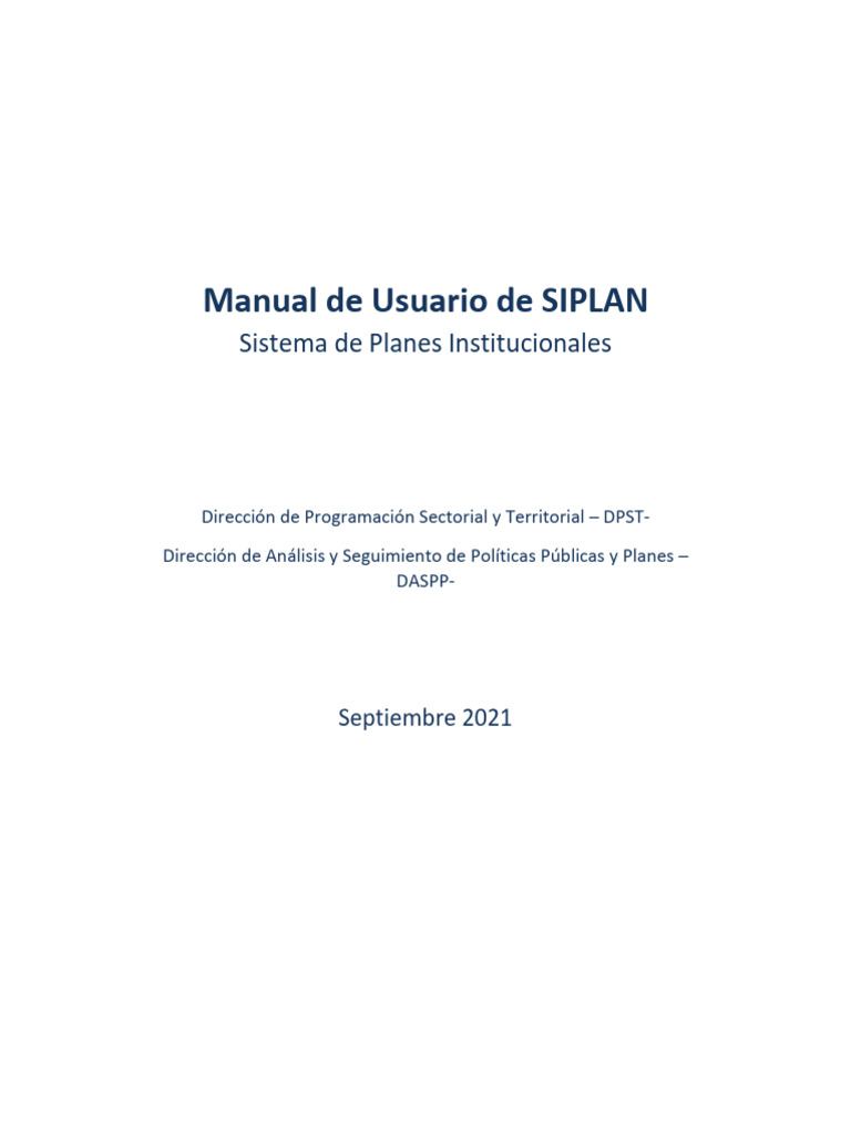 Manual Siplan | PDF | Planificación | Programación de computadoras
