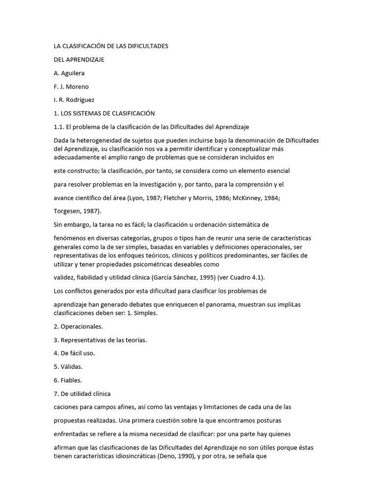 La Clasificación de Las Dificultades | PDF | Aprendizaje | Cognición