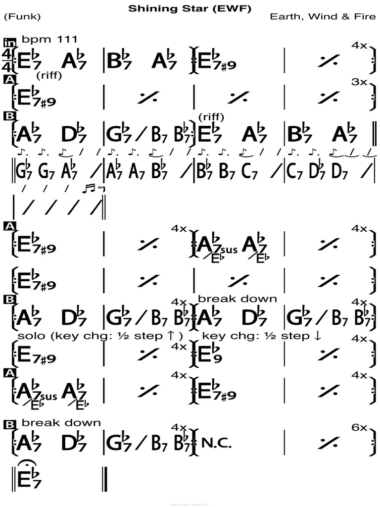 Shining Star Funk Chart by EWF | PDF