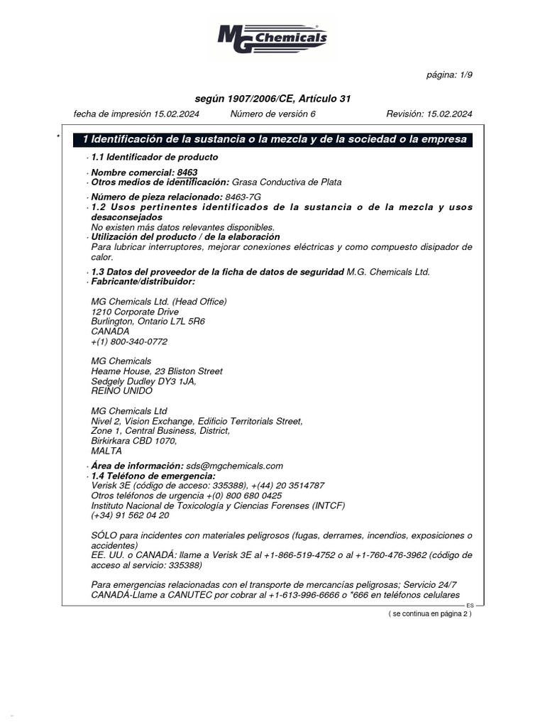 Grasa Conductiva 3BSI | PDF | Ciencia medioambiental | Toxicología