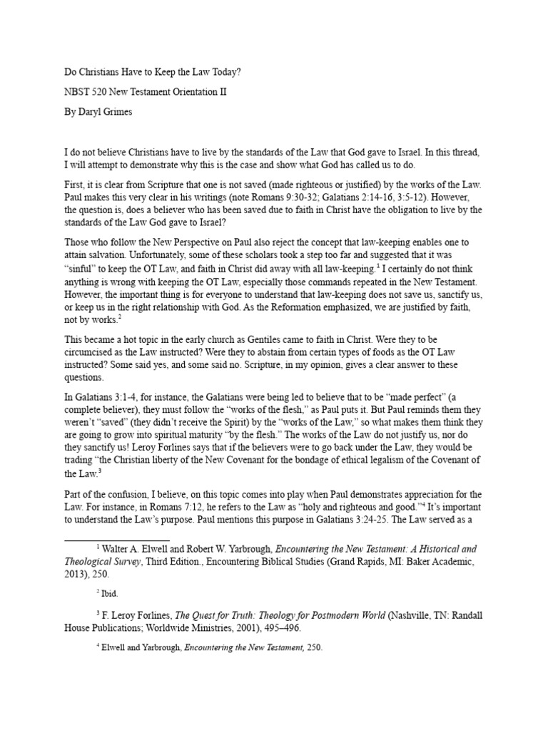 Do Christians Have To Keep The Law Today | PDF | Epistle To The ...