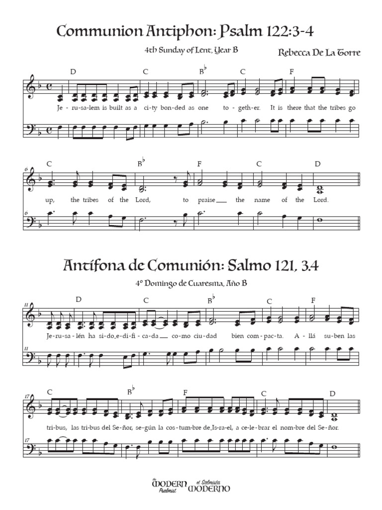 Communion Antiphon Psalms 1223 4 4th Lent B W Verses | PDF