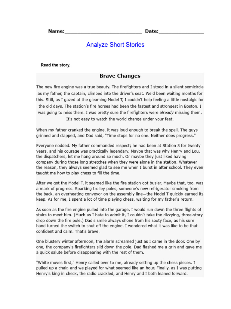 Analyzing "Brave Changes" Short Story | PDF | Art