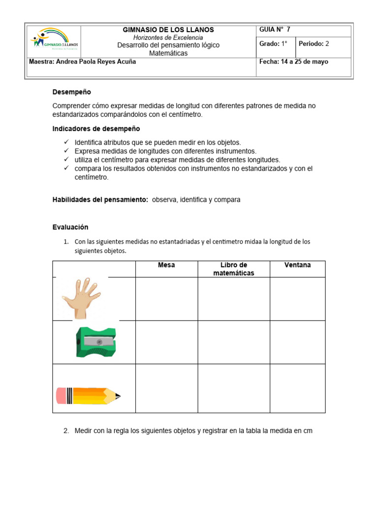 Medidas de Longitud en Matemáticas 1° | PDF