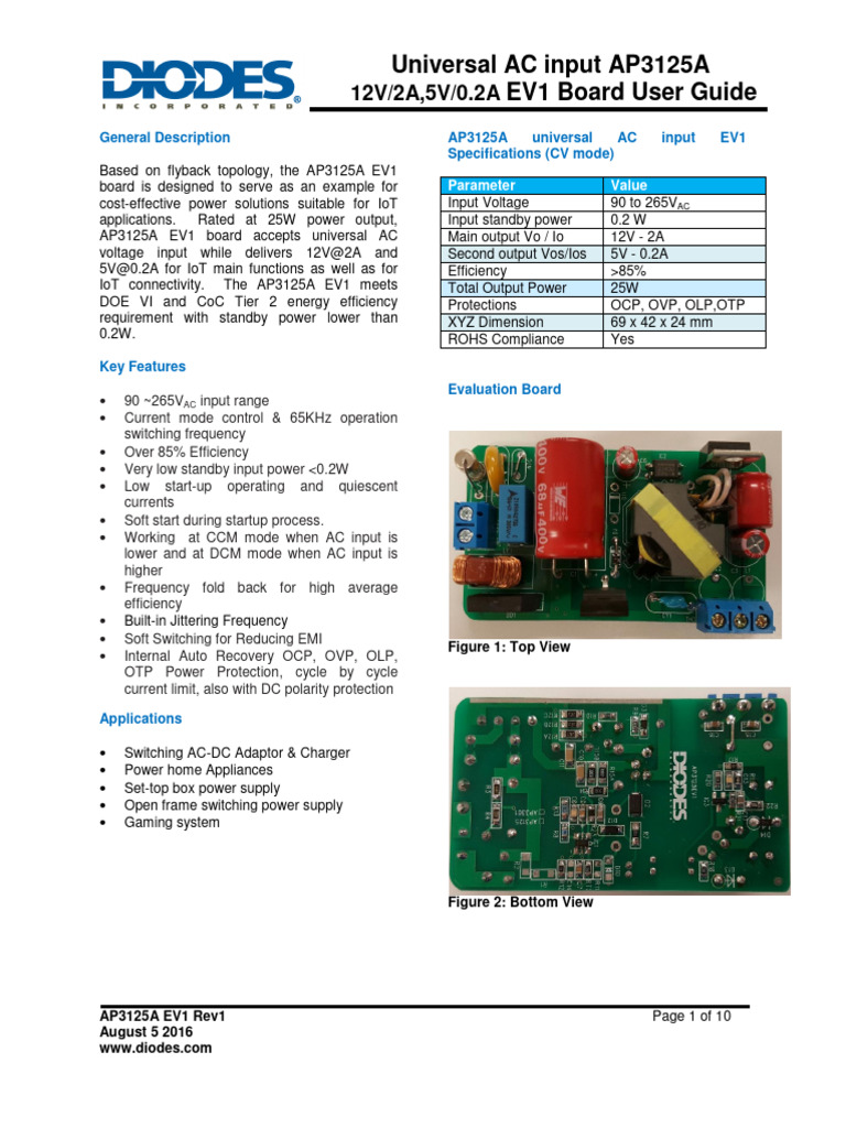 AP3125 EV1 Board User Guide | PDF | Electromagnetism | Computer Engineering