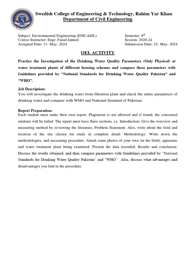 OEL (Environmental Engineering Lab) | PDF