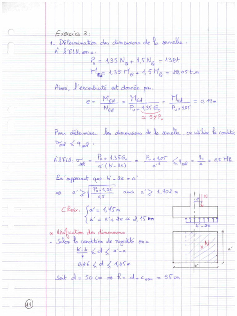 Correction TD Exercice 3 - Semelles Superficielles | PDF