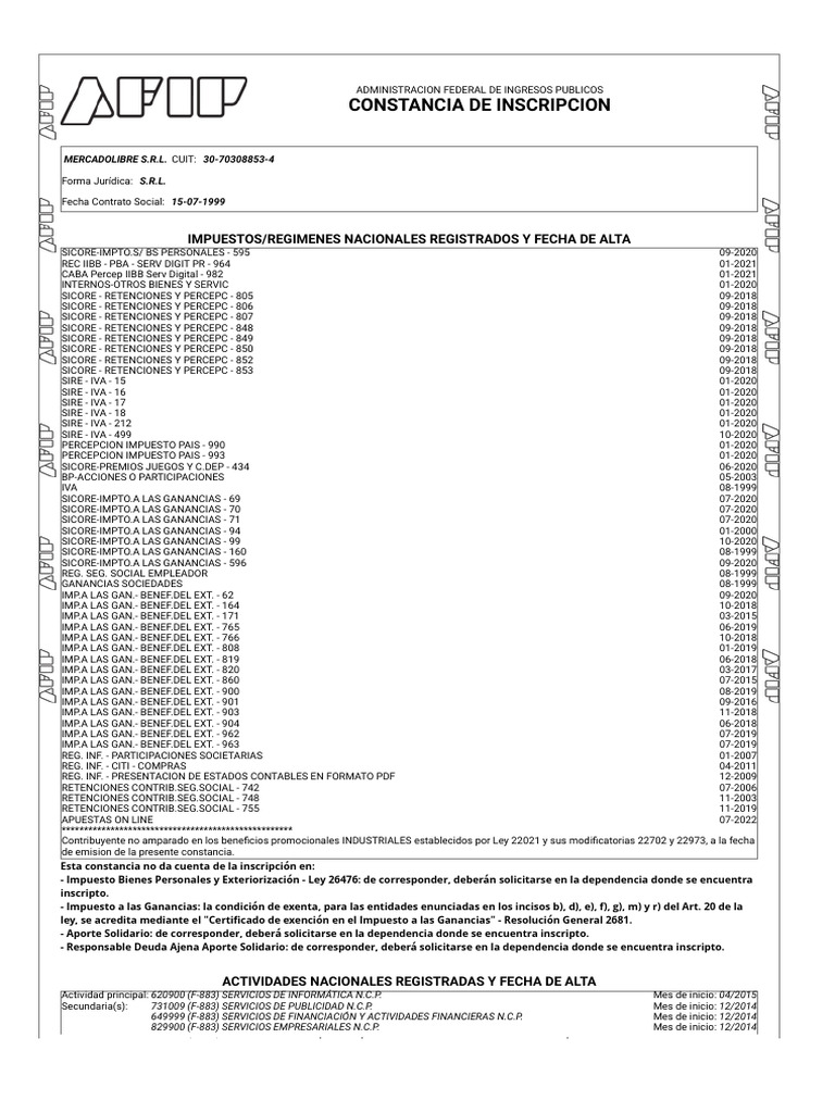AFIP - Administración Federal de Ingresos Públicos (1) | PDF ...