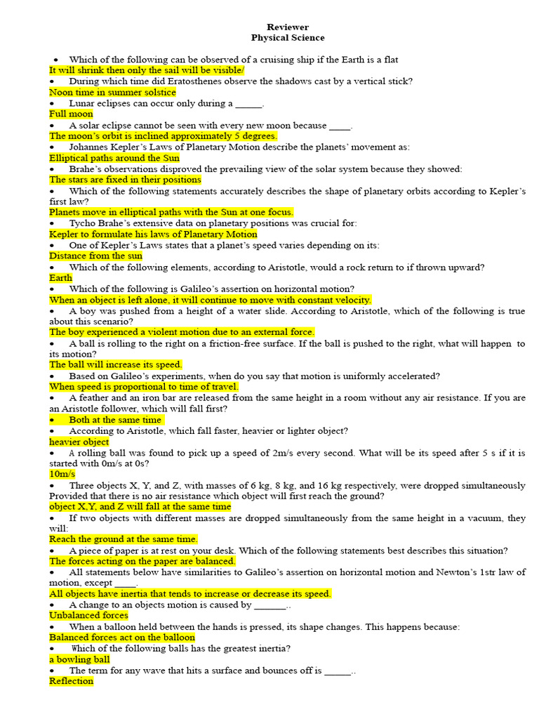 Reviewer 4th Quarter PhySci | PDF | Theory Of Relativity | Speed Of Light