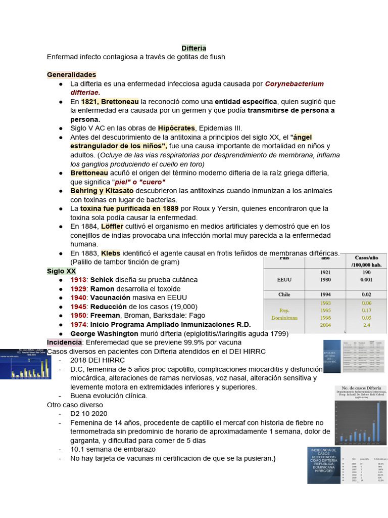 Difteria | PDF | Especialidades Medicas | Inmunología