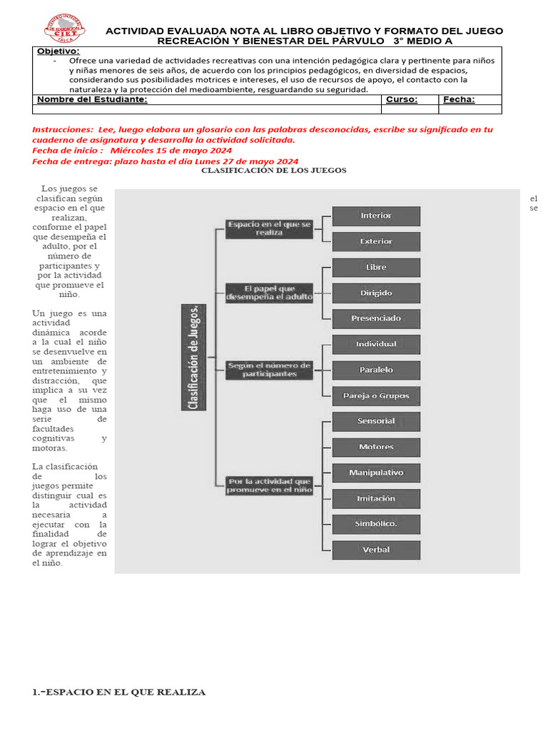 3° Parvulo Actividad N°4. - Recreación y Bienestar Del Párvulo. | PDF | Educación de la primera ...
