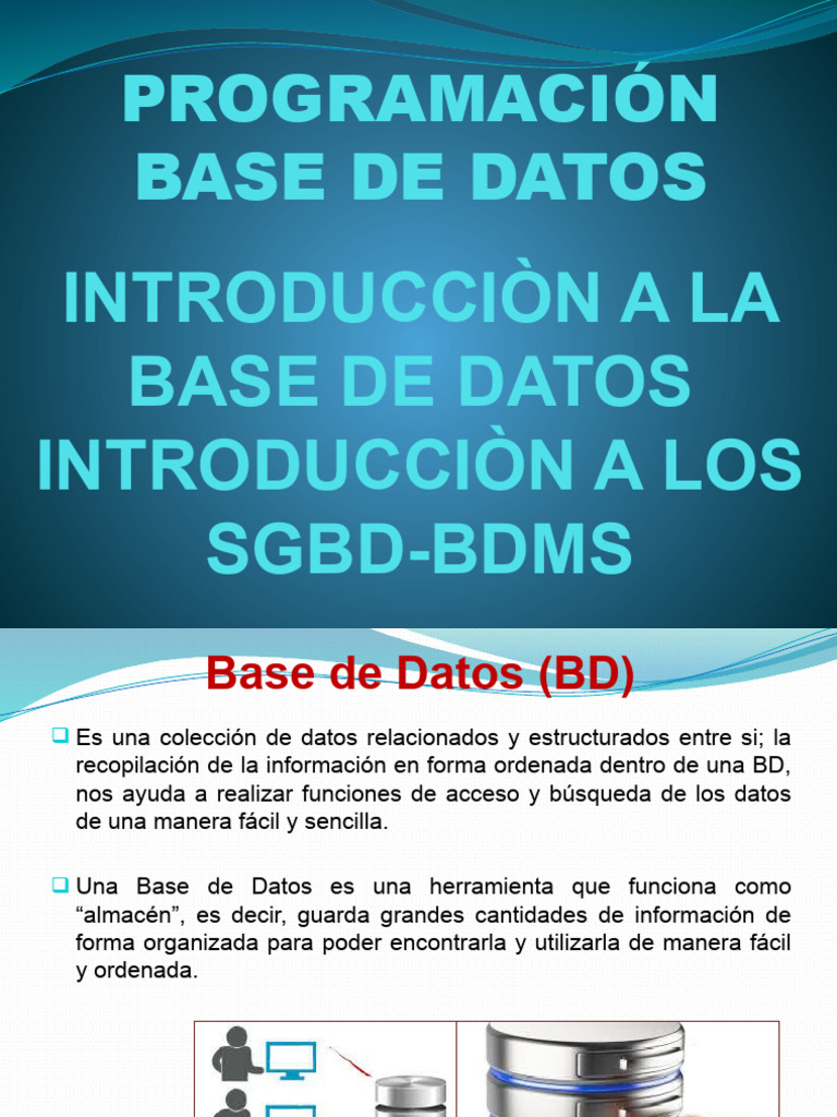 Introducción BDD | PDF | Bases de datos | Archivo de computadora Introducción BDD | PDF | Bases de datos | Archivo de computadora
