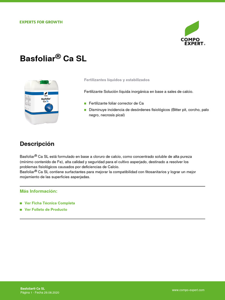 Basfoliar Ca SL | PDF | Calcio | Fertilizante