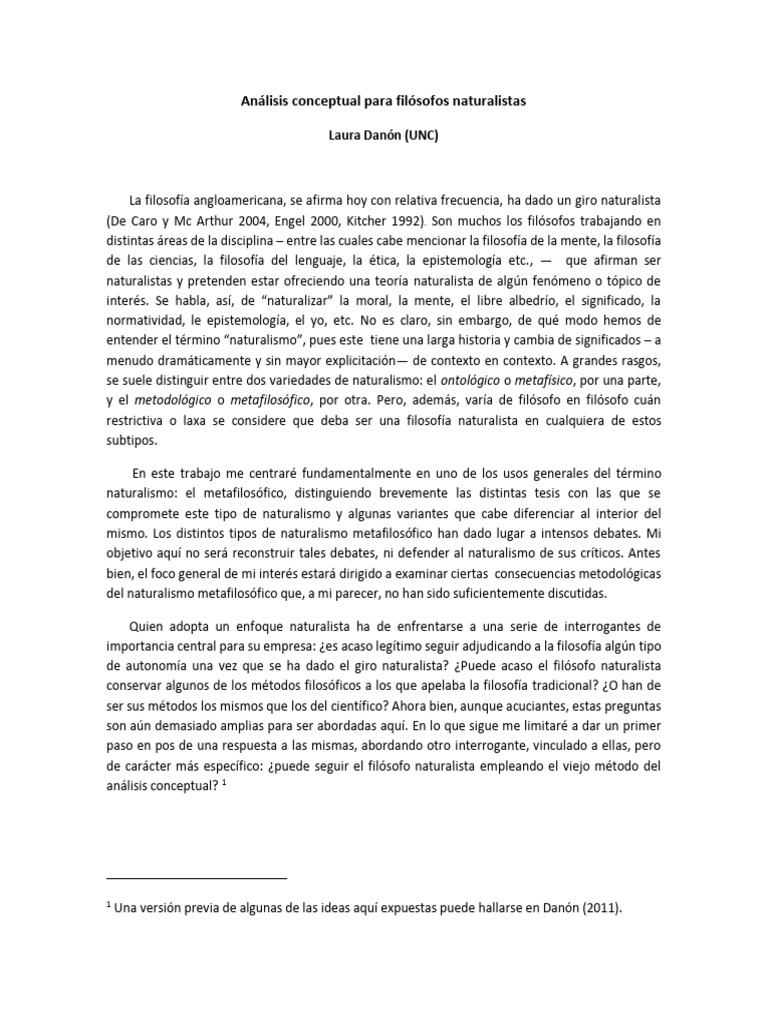 Dan N An Lisis Conceptual para Fil Sofos Anturalistas | PDF | Empirismo | Conocimiento