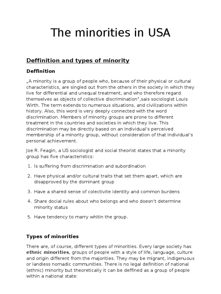 Understanding Minorities in the USA | PDF | Minority Group | White ...