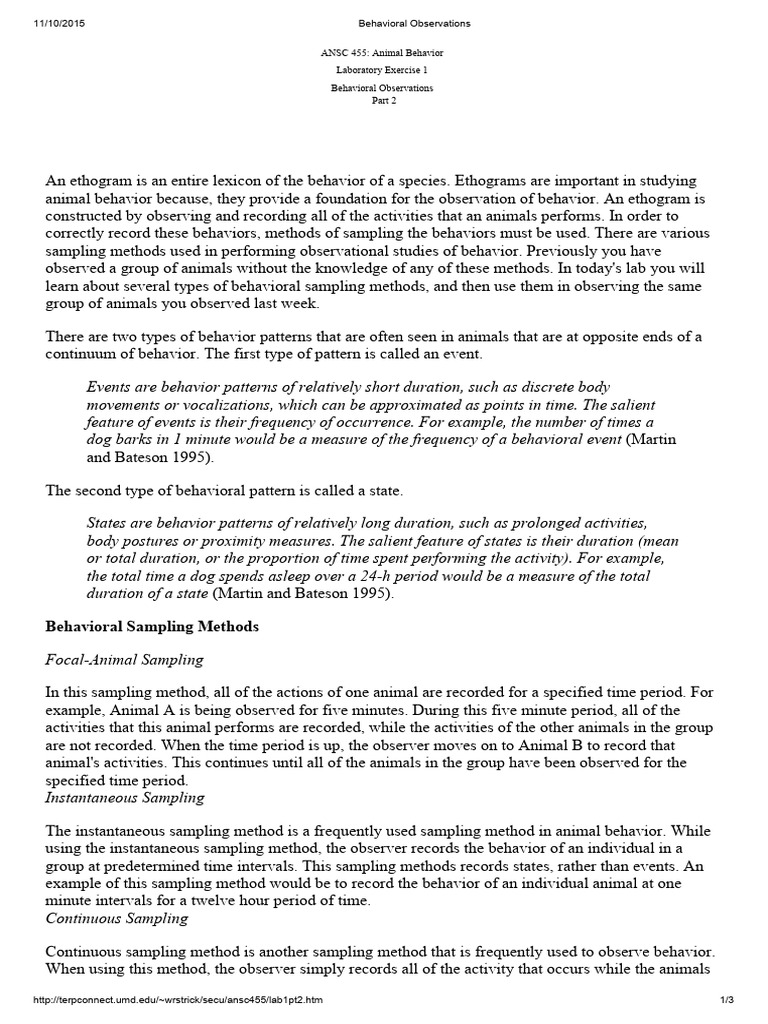 Behavioral Observations | PDF | Sampling (Statistics) | Behavioural Sciences