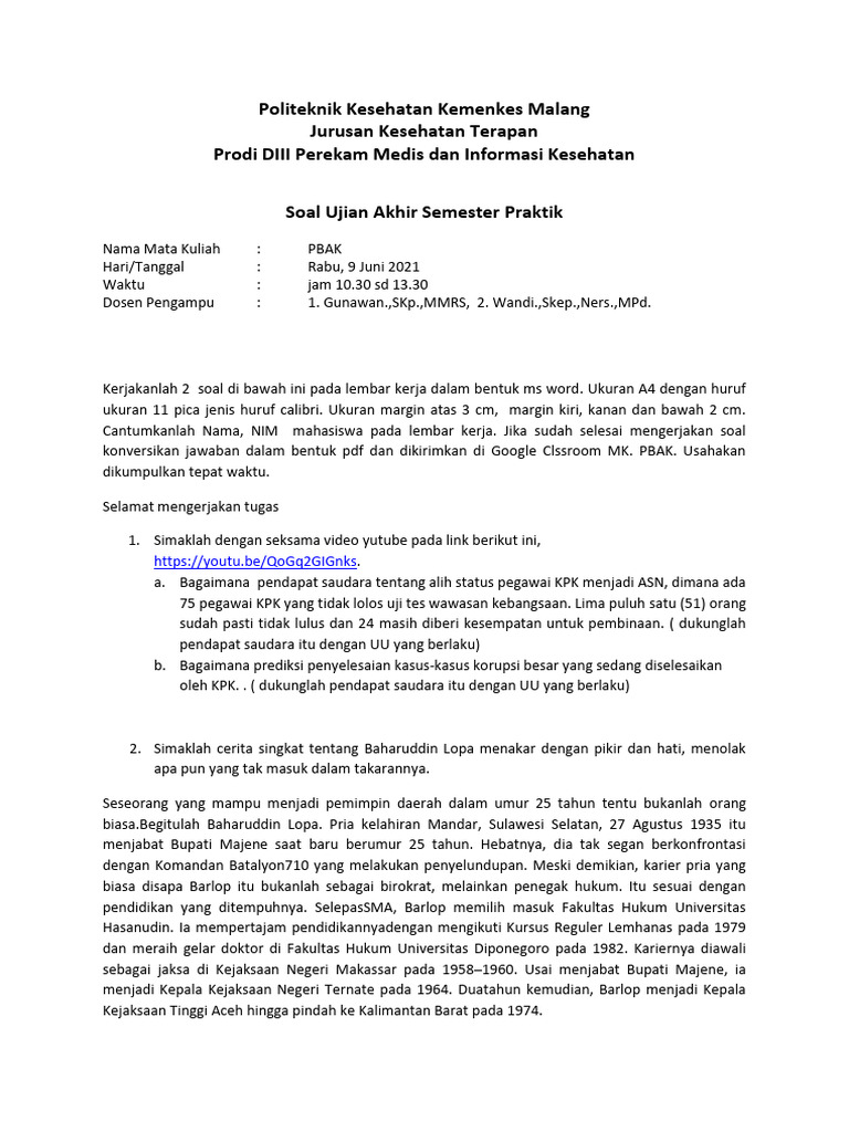 Soal UAS-Praktik-PBAK | PDF