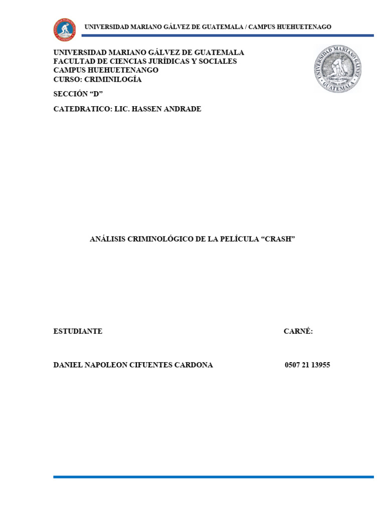 Análisis Criminológico de "Crash" | PDF | Novela negra, policíaca y ...
