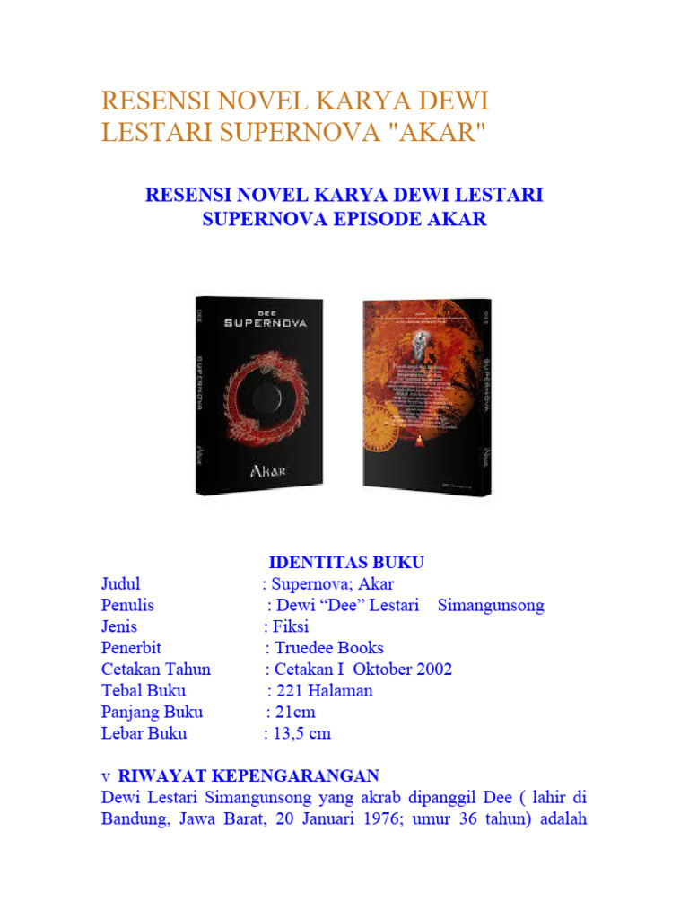 Resensi Novel Karya Dewi Lestari Supernova | PDF