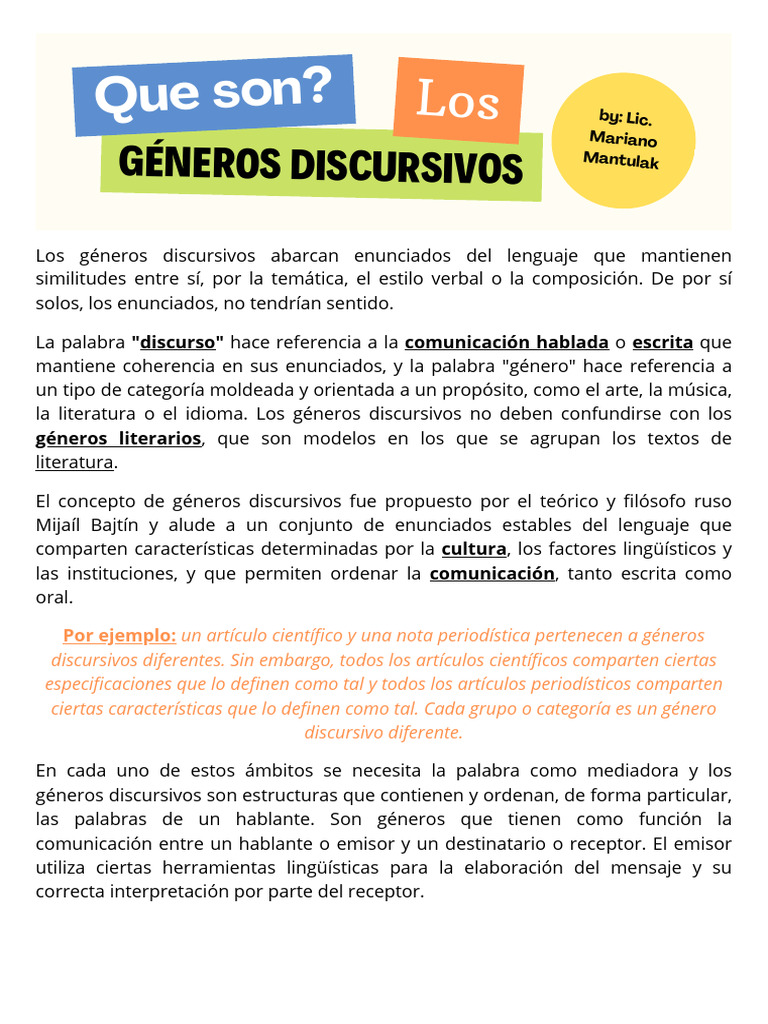 Qué Son Los Géneros Discursivos | PDF | Comunicación | Intertextualidad