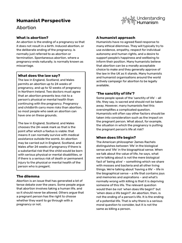 Abortion Humanist Perspective | PDF | Abortion | Miscarriage