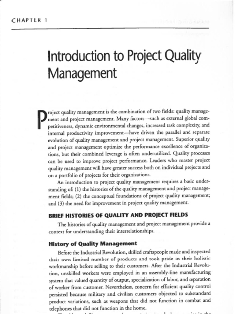 Introduction To Quality Project Management | PDF