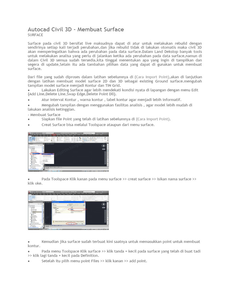 Membuat KONTUR CIVIL 3D 2012 PT.3 | PDF