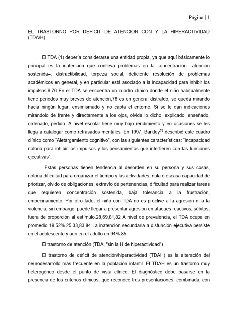 Tda 1 | PDF | Desorden hiperactivo y deficit de atencion | Trastorno mental