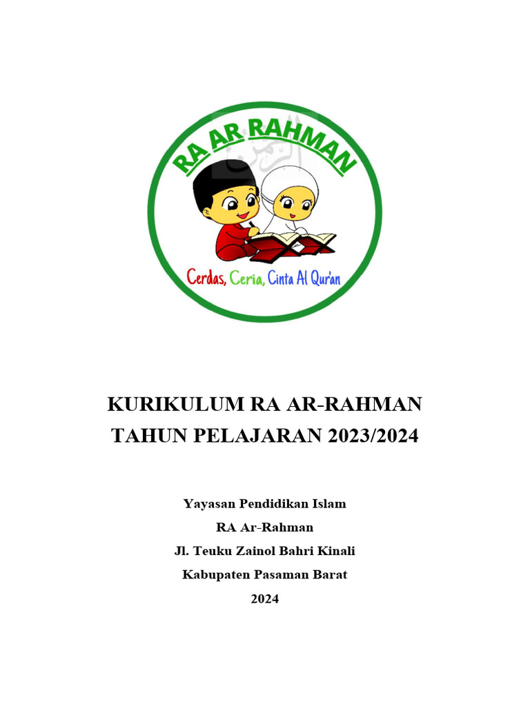 KURIKULUM RA AR RAHMAN Revisi | PDF | Karier & Perkembangan