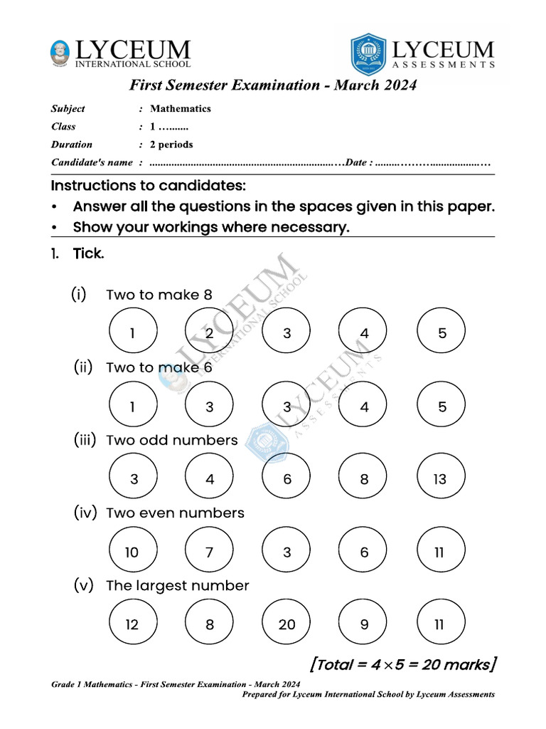 Grade 1 Mathematics | PDF