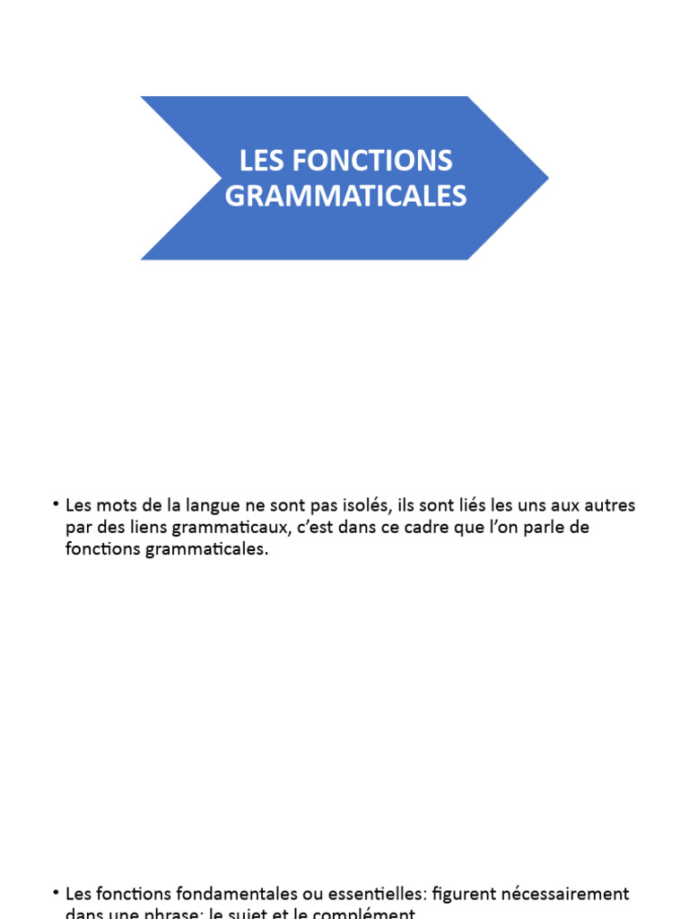Fonctions Grammaticales Essentielles | PDF | Sujet (Grammaire) | Verbe