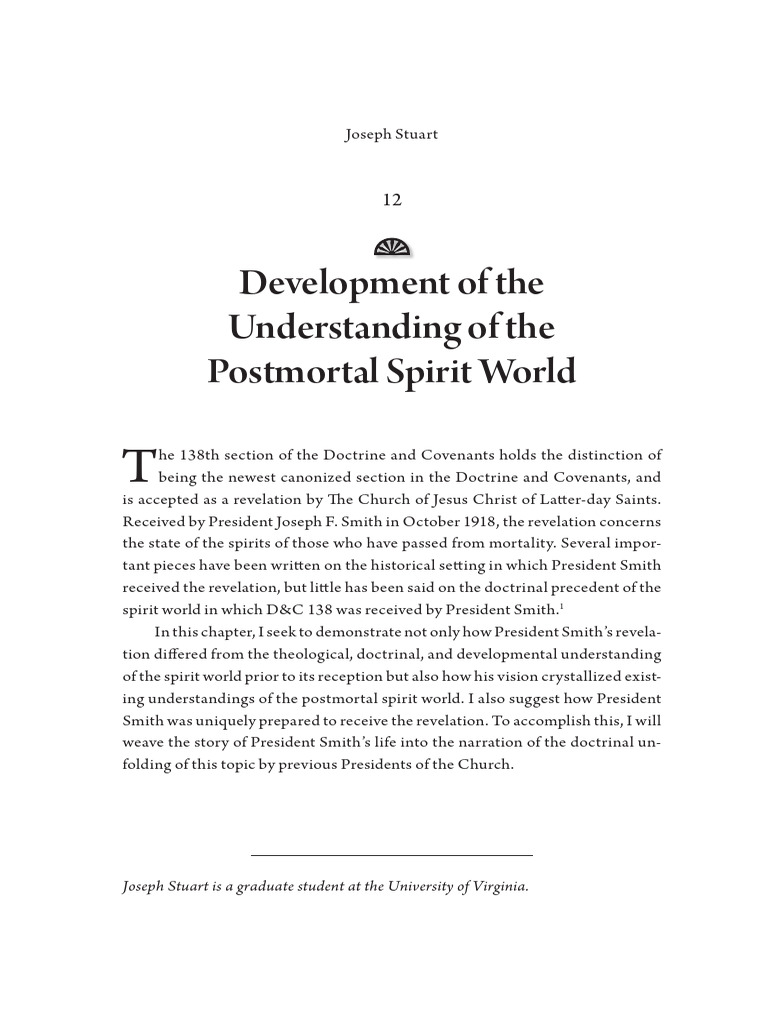 Development of Understanding of The Postmortal Spirit World | PDF ...