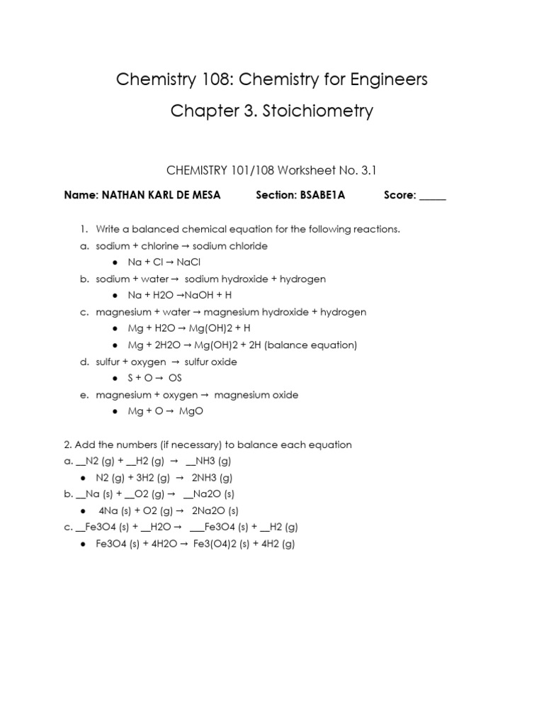 DE MESA, NATHAN KARL, ADORNA CHEM108 - Supplemental3 | PDF | Magnesium | Mole (Unit)
