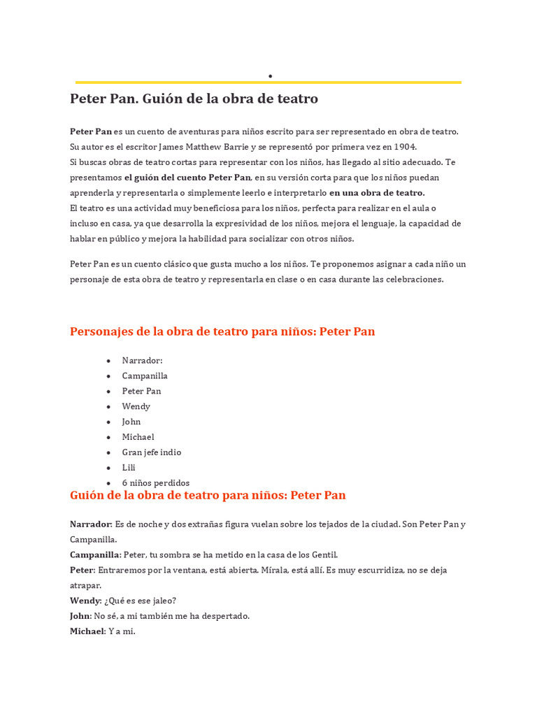 Obra de Teateo de Piter Pan | PDF | Peter Pan