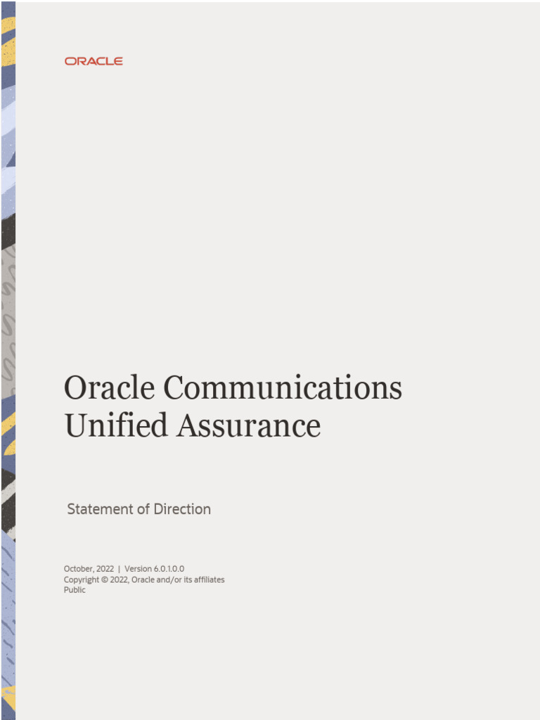 Oracle Communications Unified Assurance Statement Of Direction Oct 20 2022 Pdf Cloud