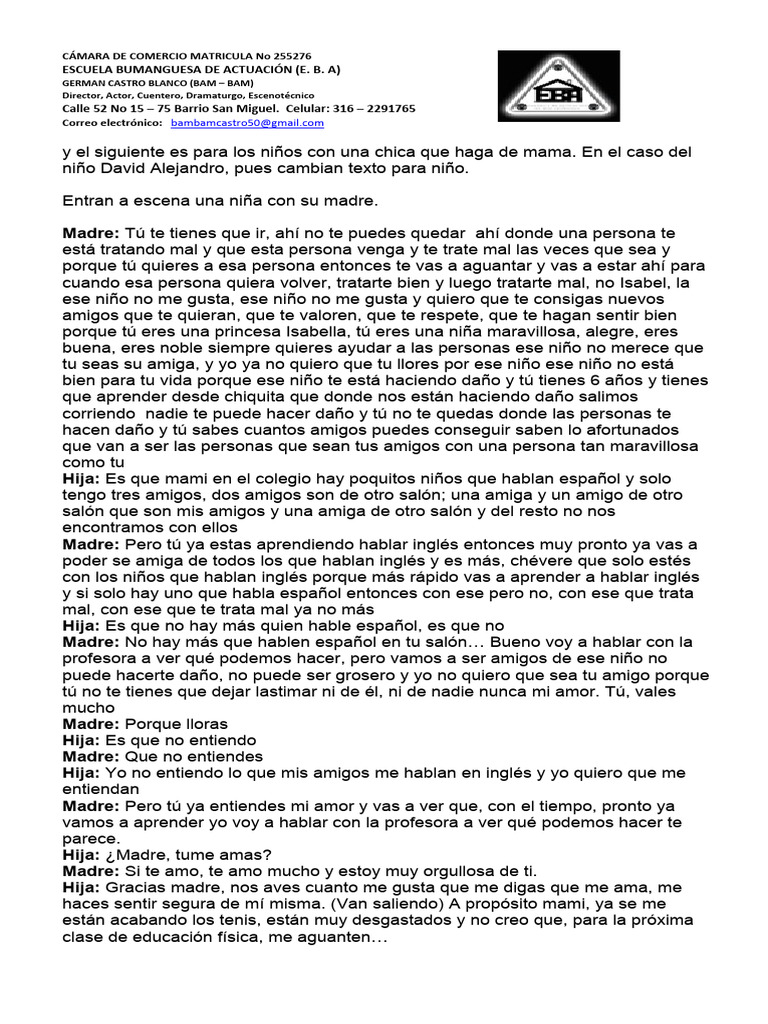 Guion para Casting de Madre e Hija | PDF