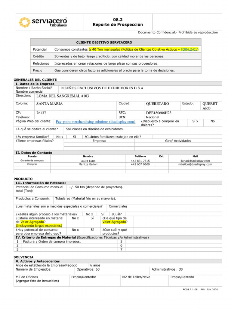 Reporte de Prospección 150524 DSA | PDF