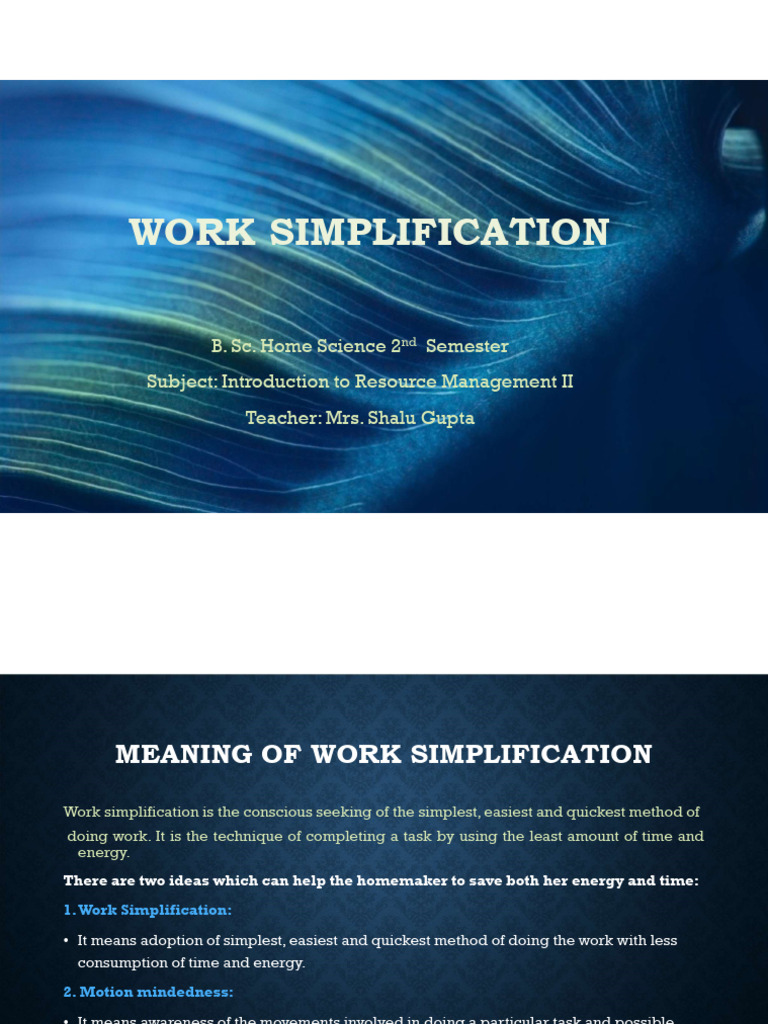 Work Simplification | PDF | Kitchen | Kitchen Utensil